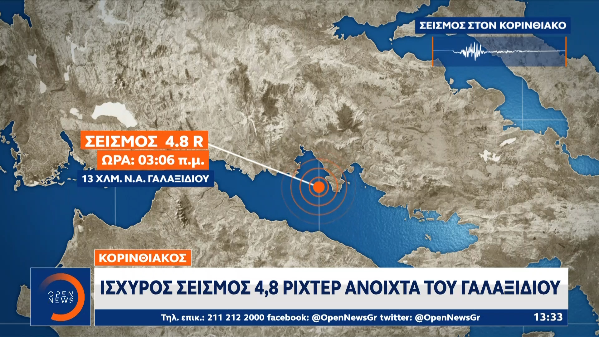 Ισχυρός σεισμός 4,8 ρίχτερ ανοιχτά του Γαλαξιδίου | OPEN TV