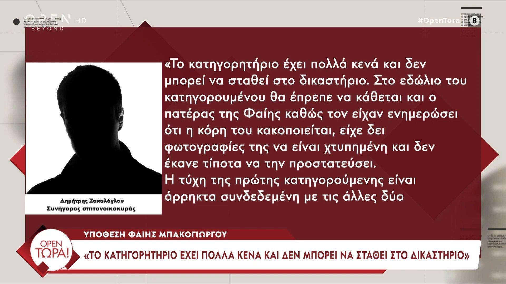 Υποθ. Φ. Μπακογιώργου - Συνήγορος σπιτονοικοκυράς: «Ήταν ...