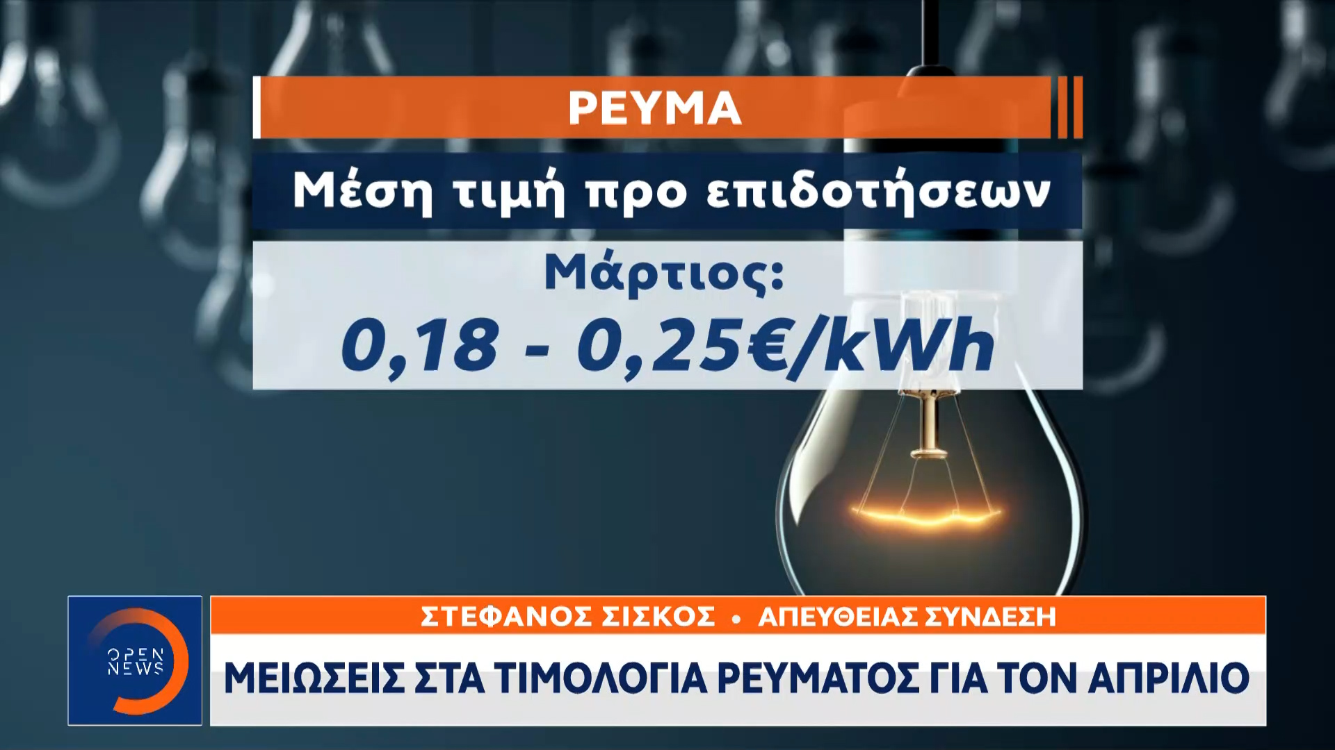 Μειώσεις στα τιμολόγια ρεύματος για τον Απρίλιο | OPEN TV